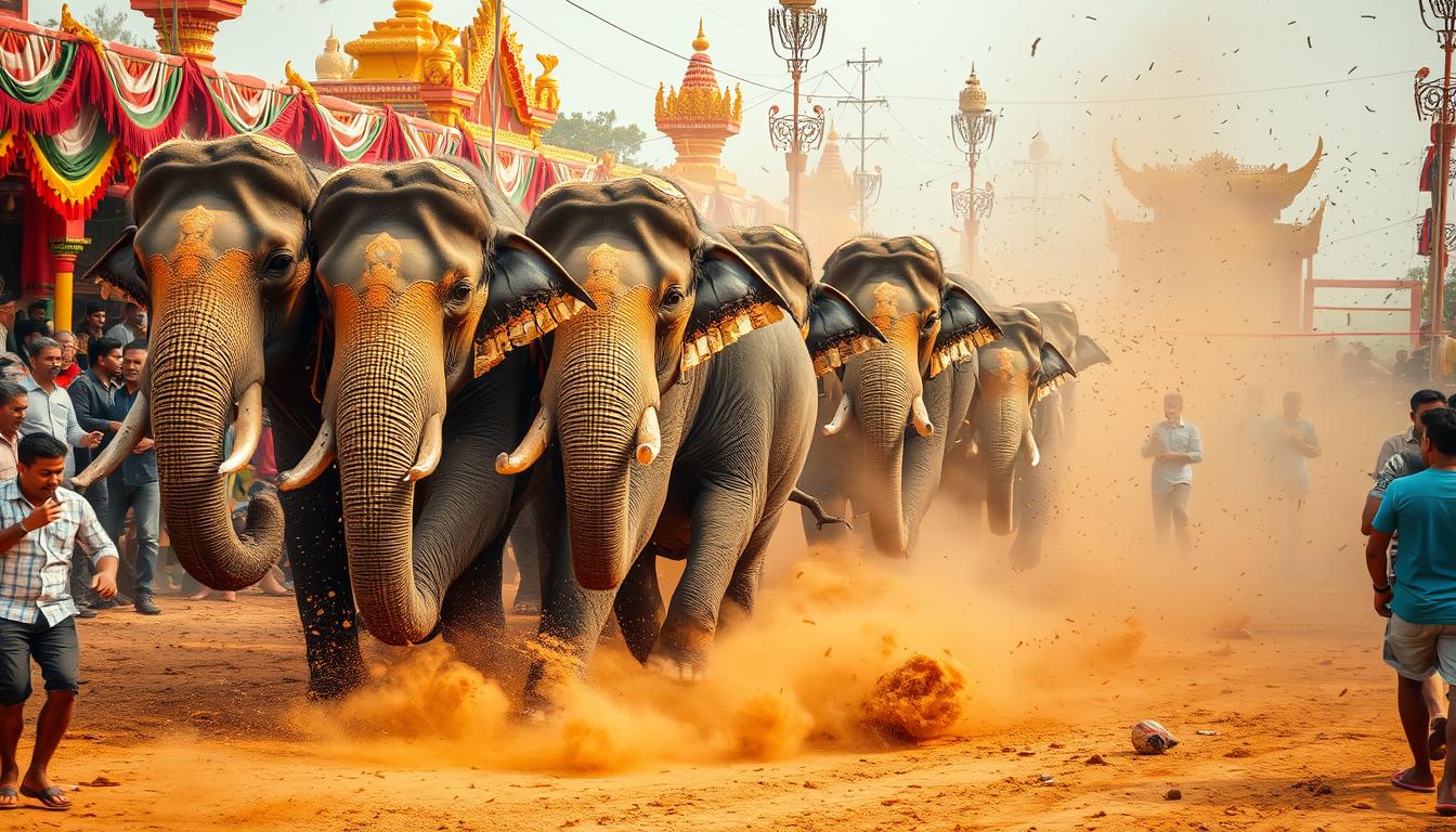 Elephants Rampage at Festival: 13 Injured in Stampede